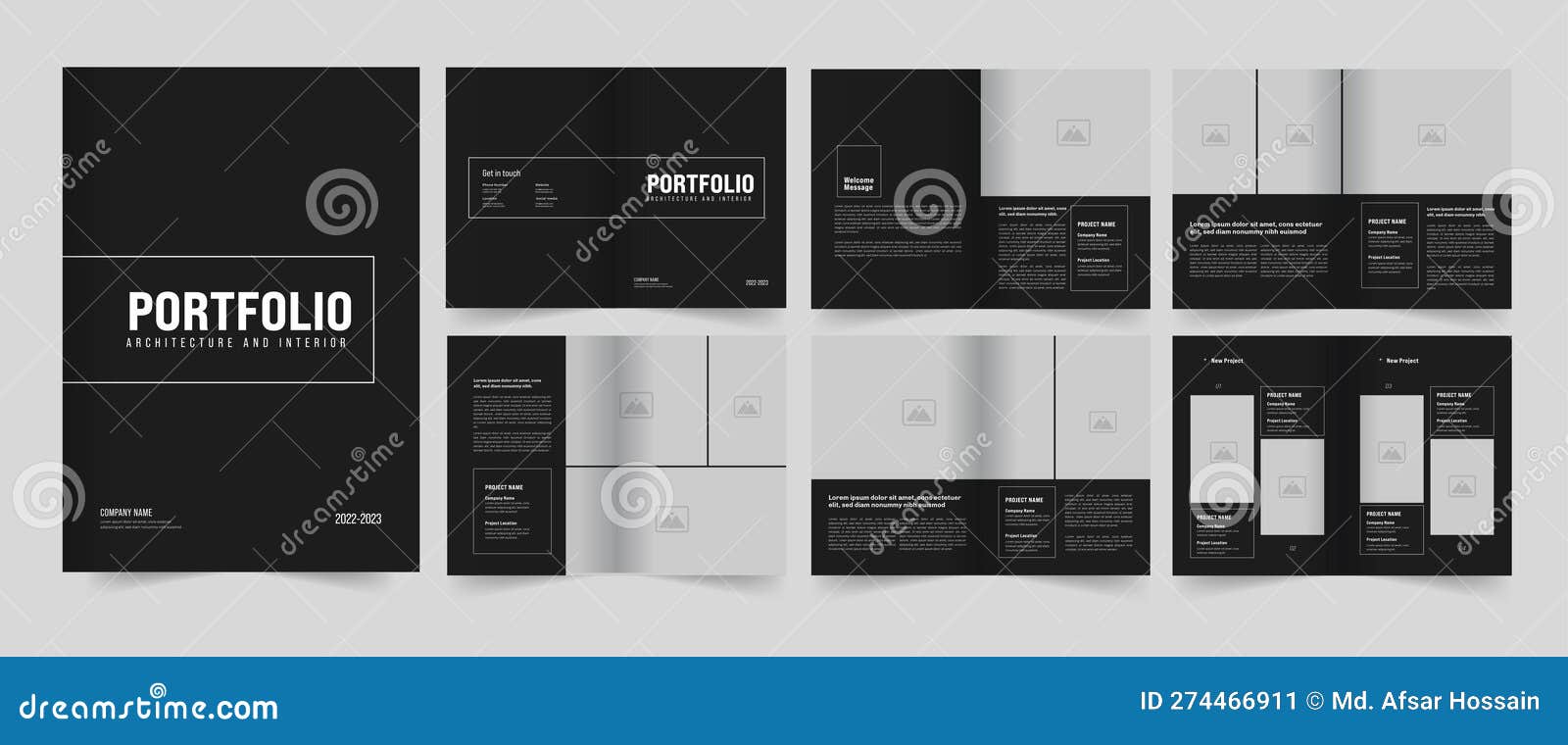 Architecture Portfolio Layout Template Stock Vector - Illustration of ...
