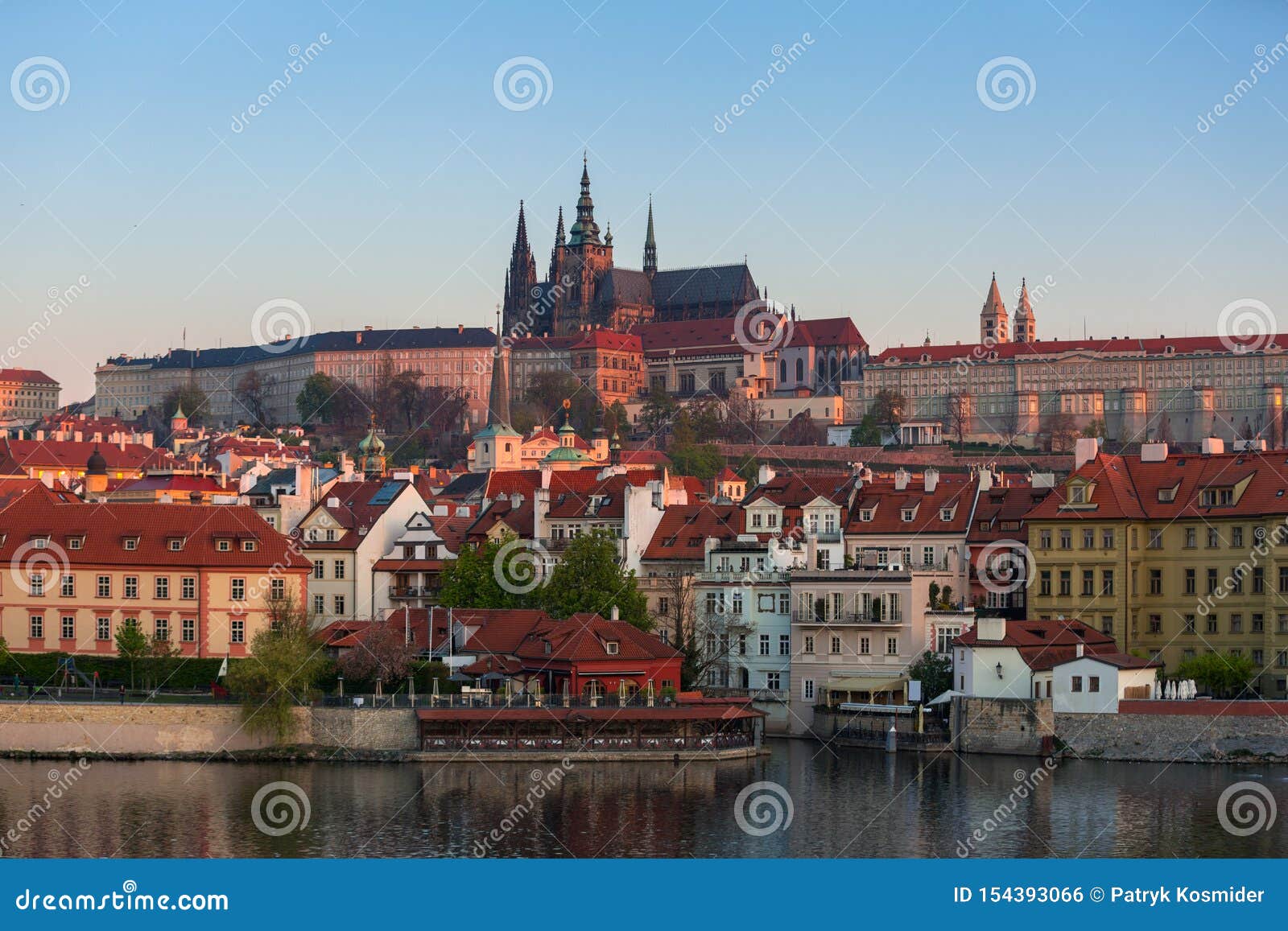 Architecture of the Prague Castle at Sunrise, Czech Republic Stock ...