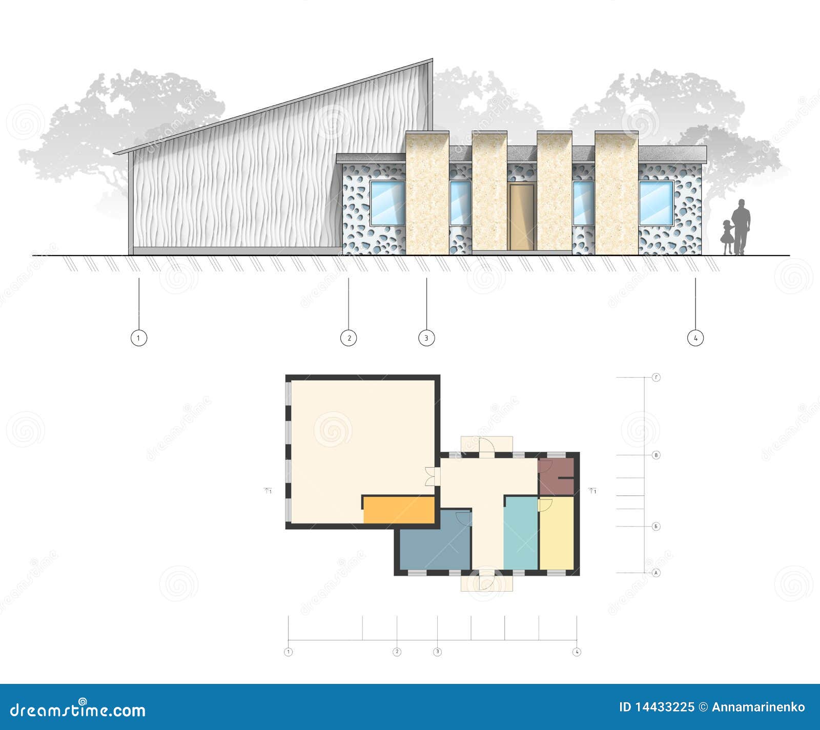 Architecture project stock illustration. Illustration of door - 14433225