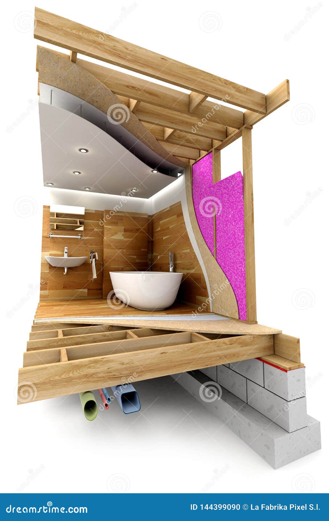Bathroom Construction Details Stock Illustration - Illustration of bath ...