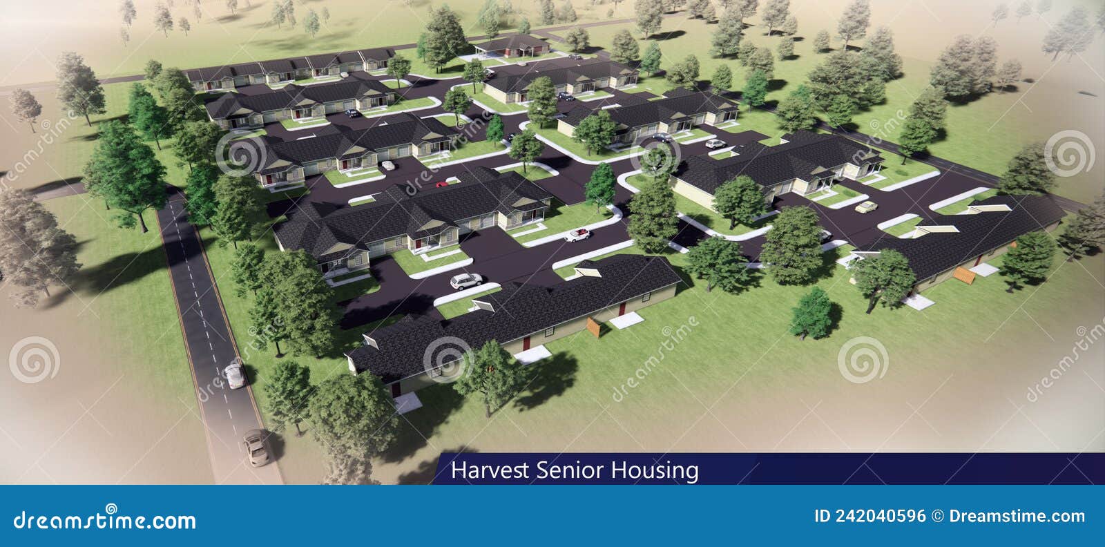 Architecture Rendering of Housing Complex Stock Illustration ...