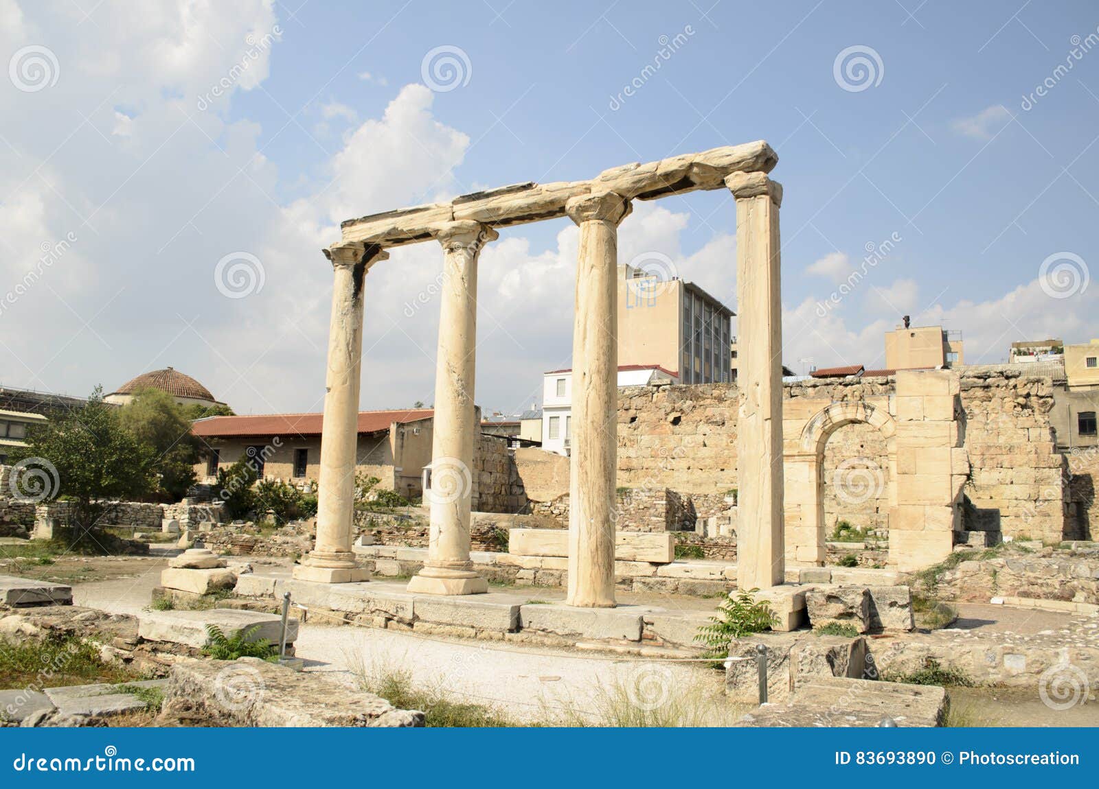 Architecture, Roman History in Athens Stock Photo - Image of ruins ...