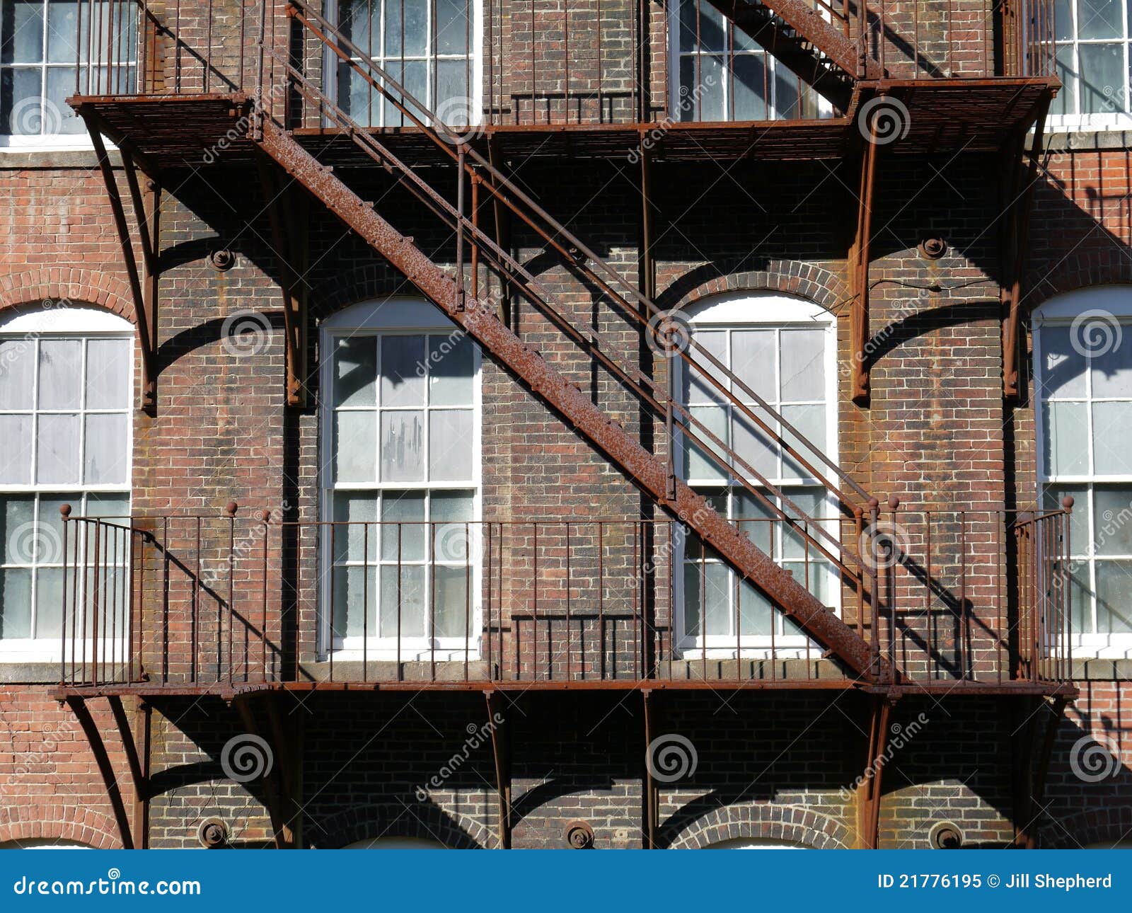 Architecture: Rusty Steel Fire Escape Stock Image - Image of painted ...