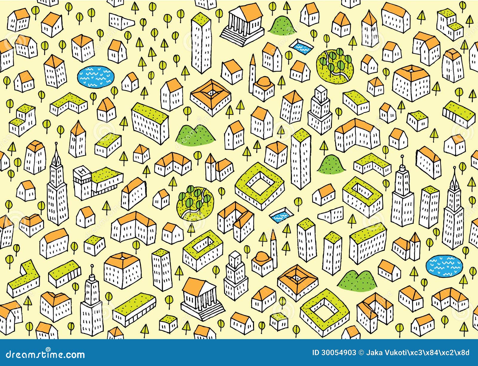 Architecture Set Seamless Pattern Stock Vector - Illustration of blocks ...