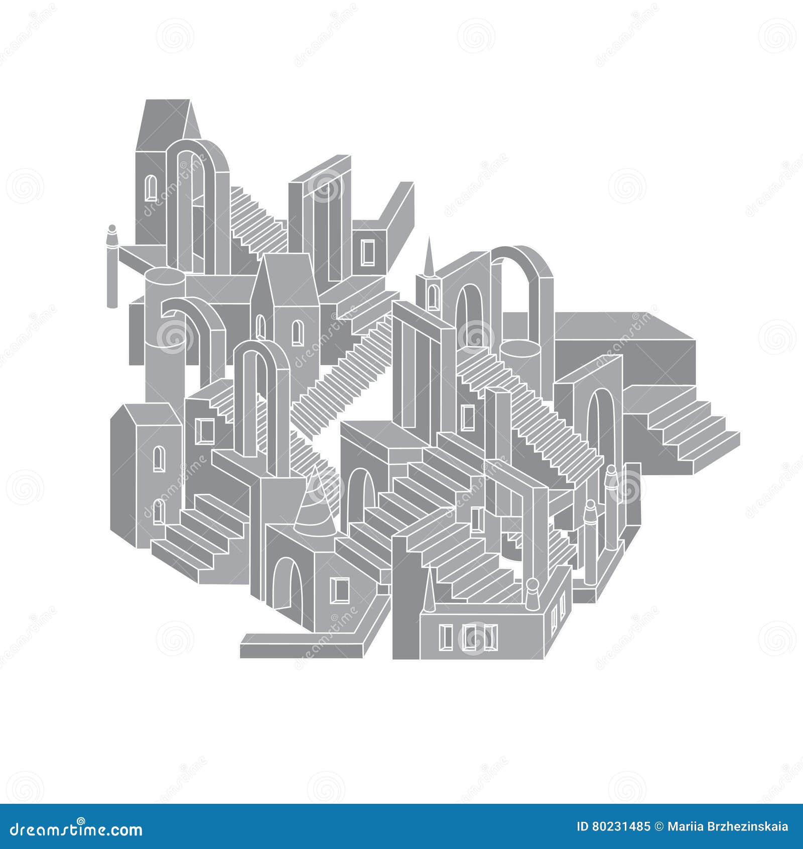 Architecture in Shape of Labyrinth. Stock Vector - Illustration of ...