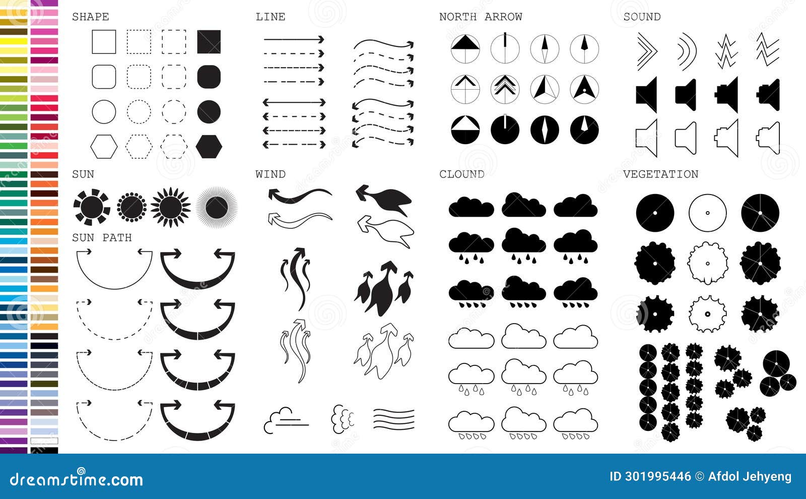 Architecture Site Analysis Symbol Icon Element Drawing Graphic Flat ...