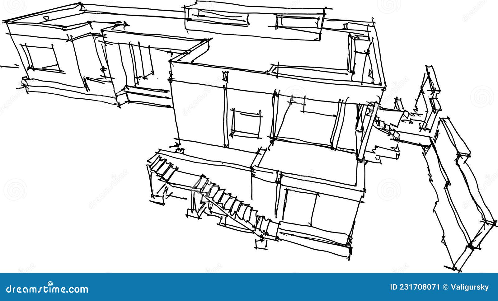 Hand Drawn Sketchs of Detached House Construction Stock Vector ...