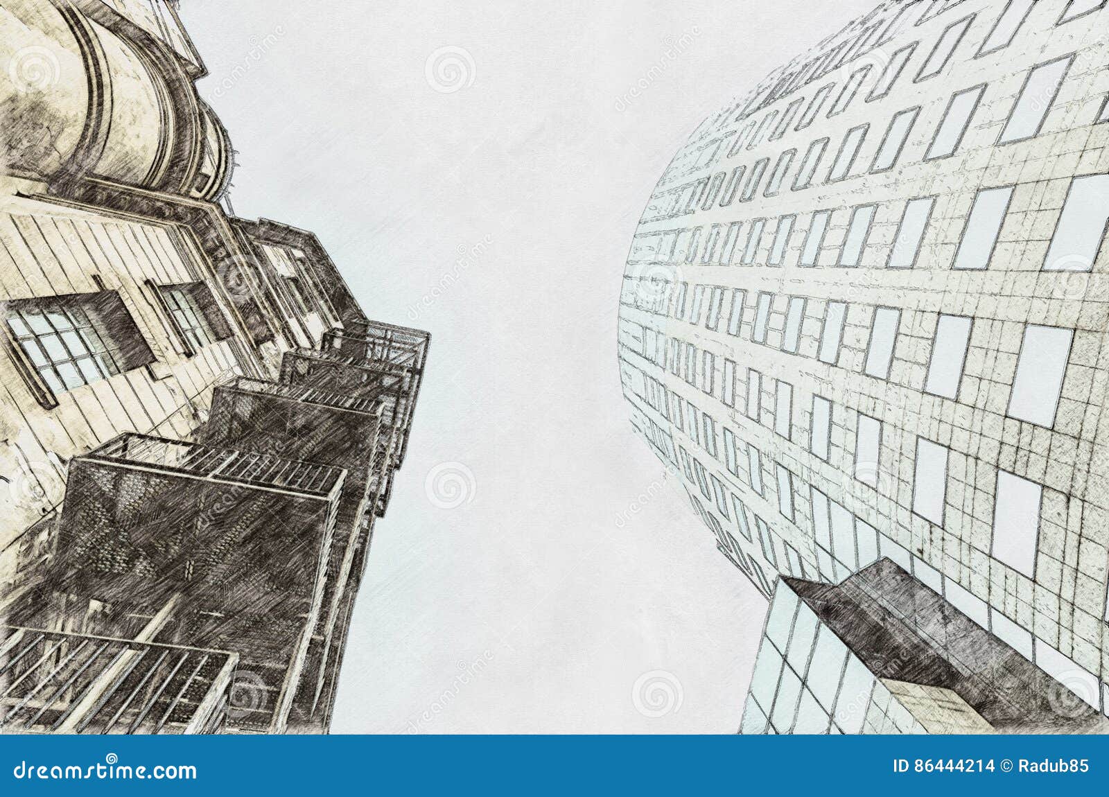 Architecture Sketch of Old Vs New Concept Stock Illustration ...