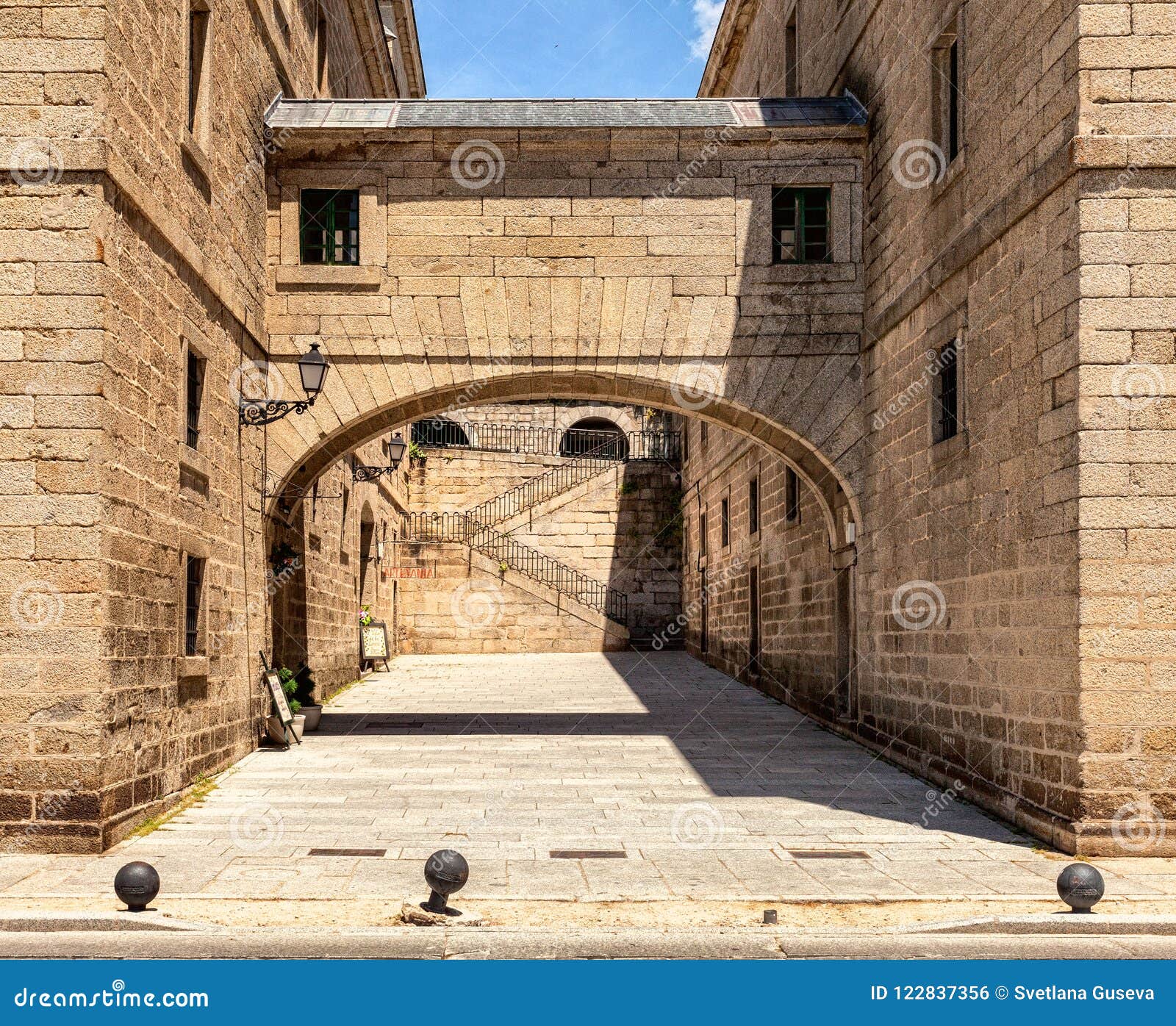 Architecture of Spain. Ancient Arcade Stock Photo - Image of window ...