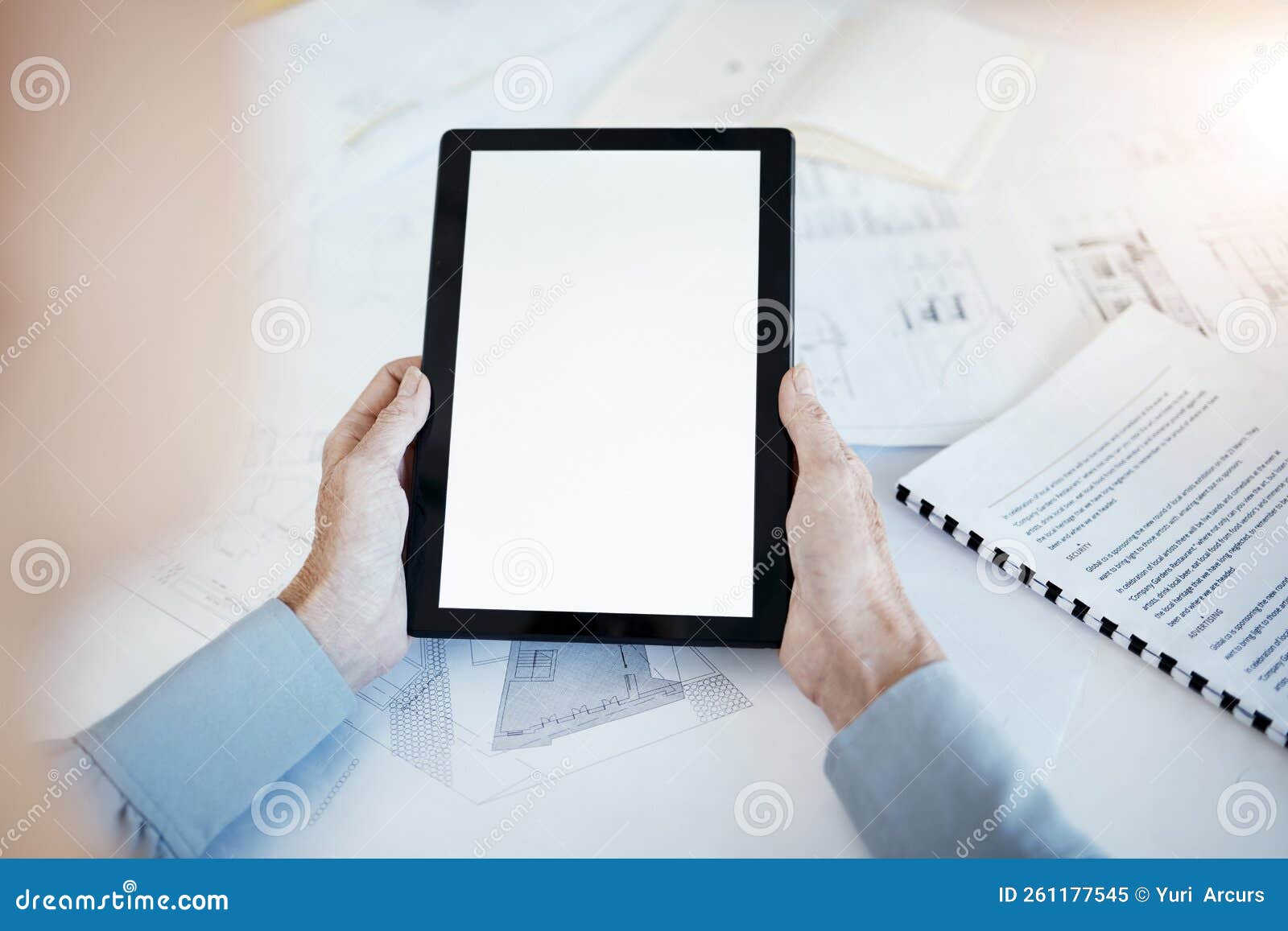 Architecture, Tablet Mockup in Hands of Architect, Business and ...