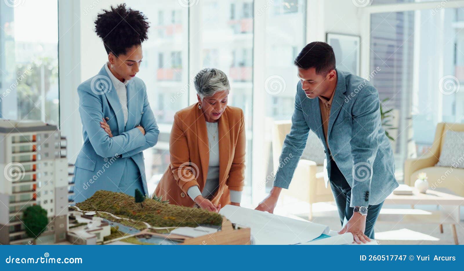 Architecture, Team and Collaboration of Architects Talking Blueprint ...