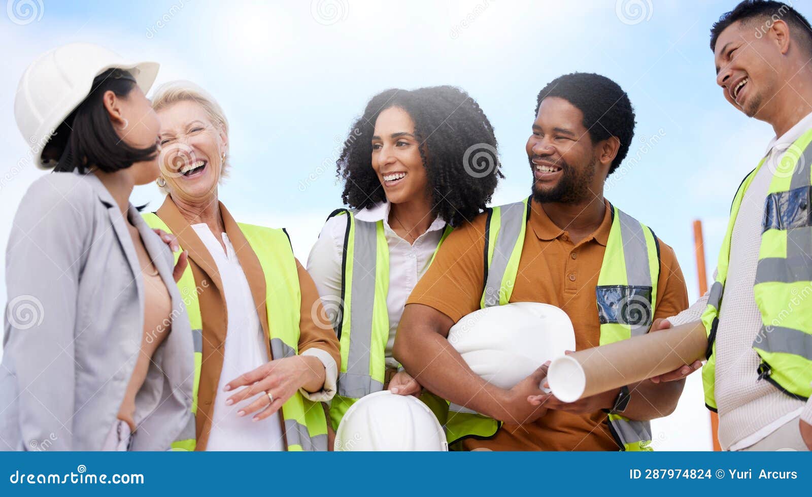 Architecture Team, Happy People and Construction, Engineering or ...