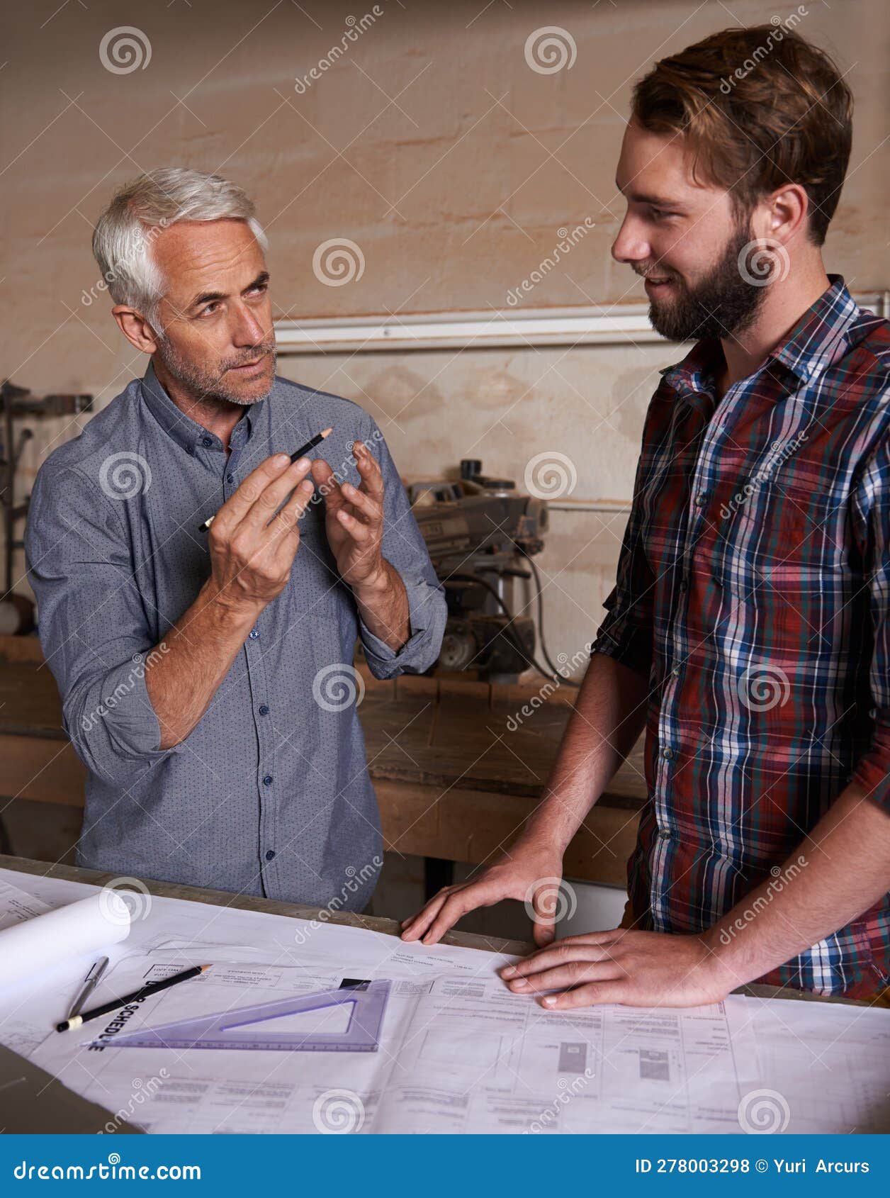 Architecture Team, Working on Blueprint in Workshop, Designer and ...