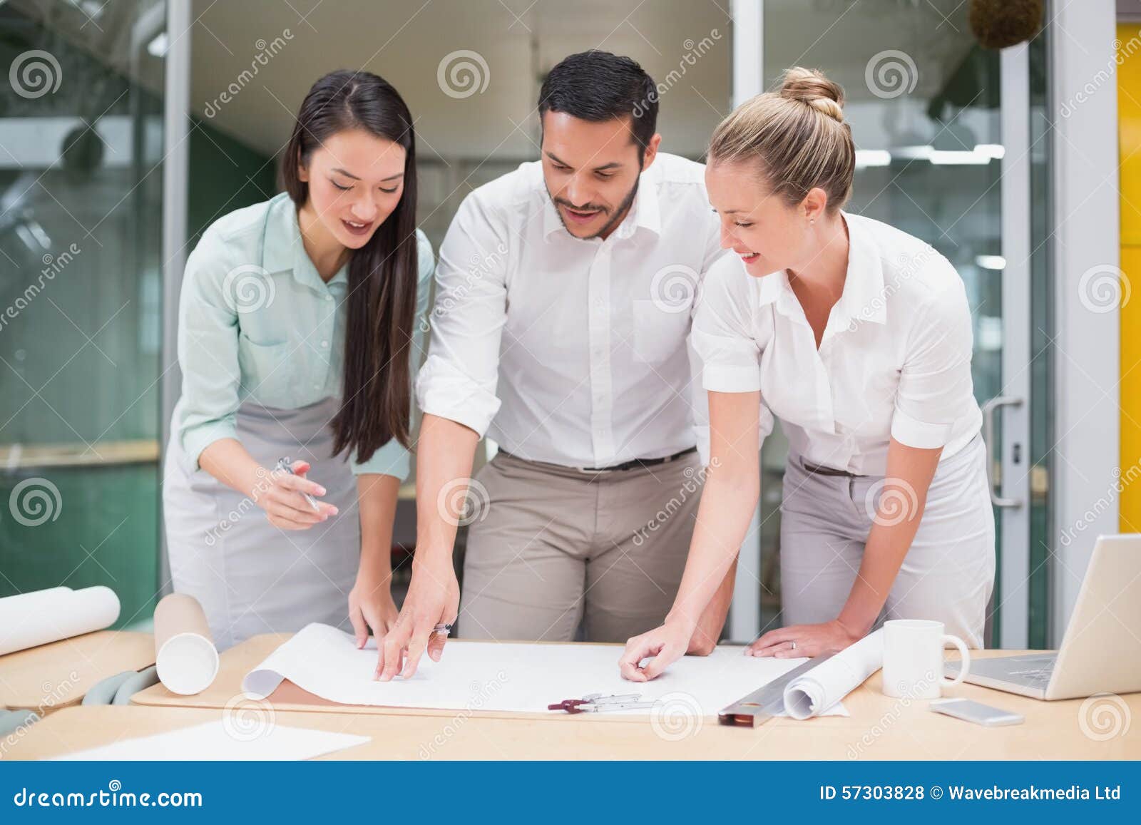 Architecture Team Working Together at Desk Stock Photo - Image of ...