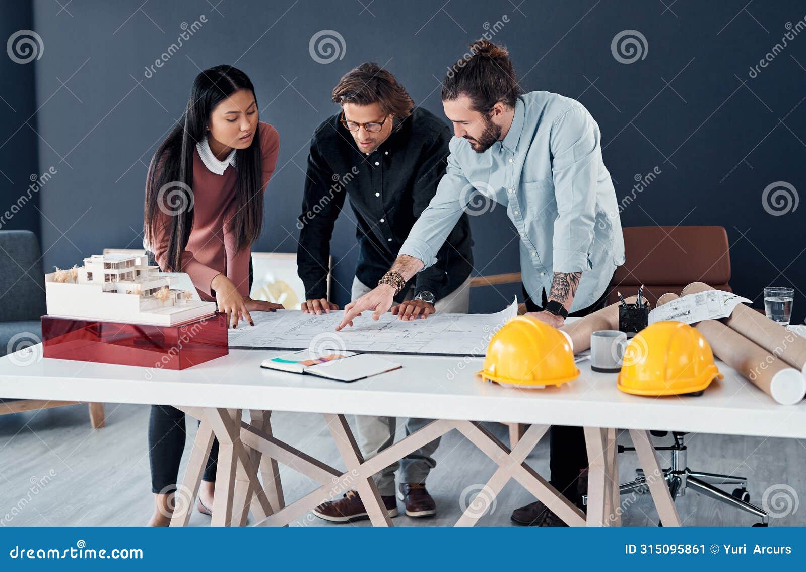 Architecture, Teamwork and Blueprint with Discussion in Office for ...
