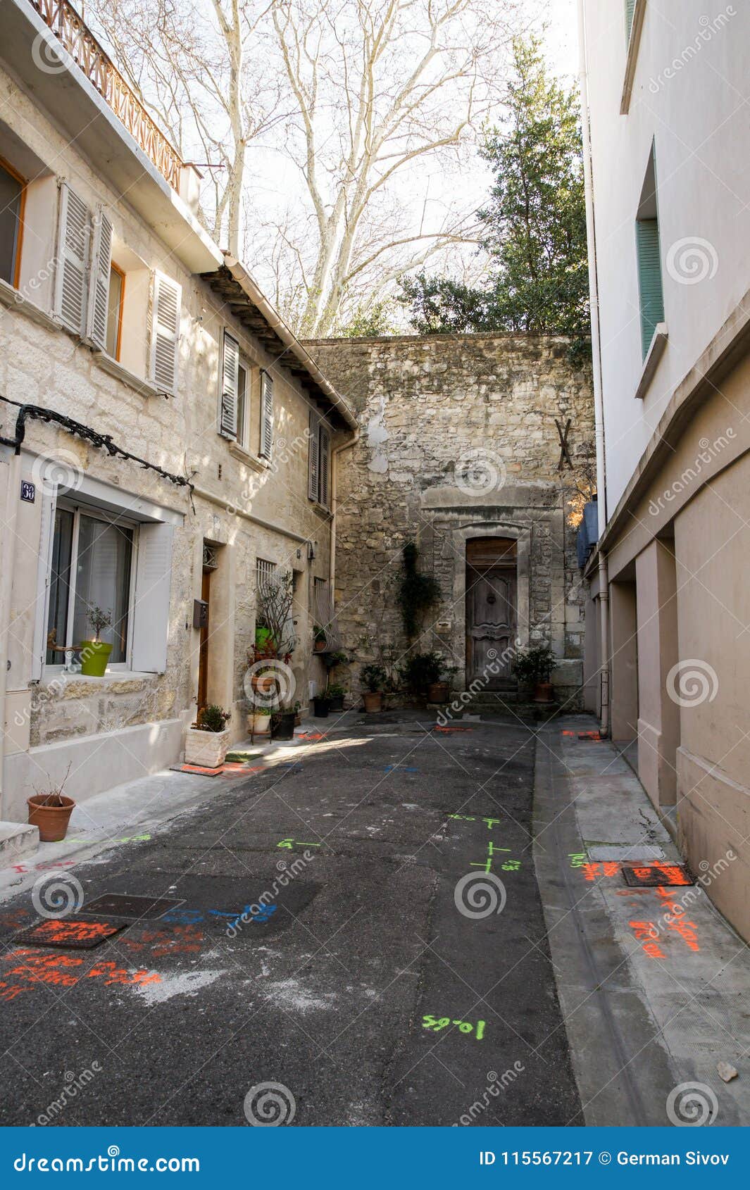 Colored Inscriptions on the Old Asphalt. Editorial Photography - Image ...