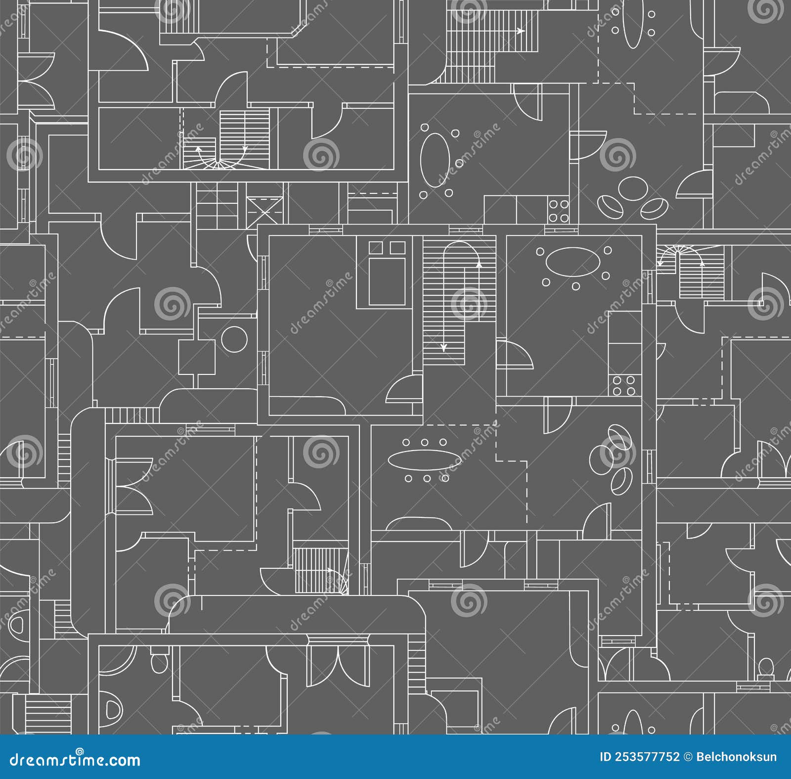 Architecture Vector Seamless Pattern with Handwritten House Plans Stock ...