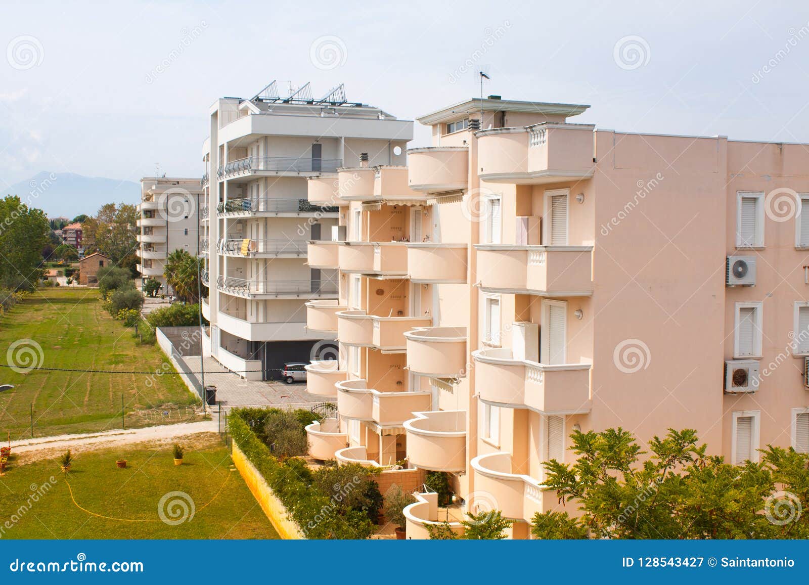Architecture View, Modern Facade of Building with Balcony Stock Image ...