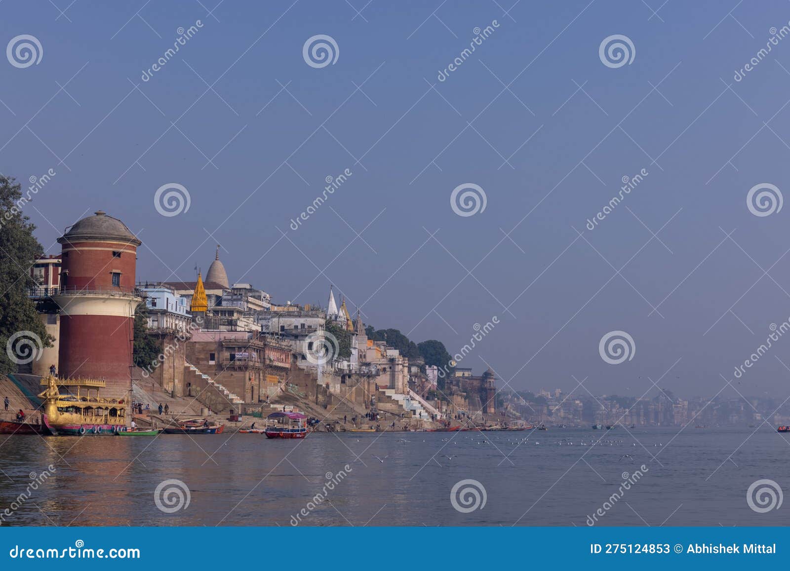 Architecture View of Varanasi Ghats Near River Ganges Editorial Stock ...
