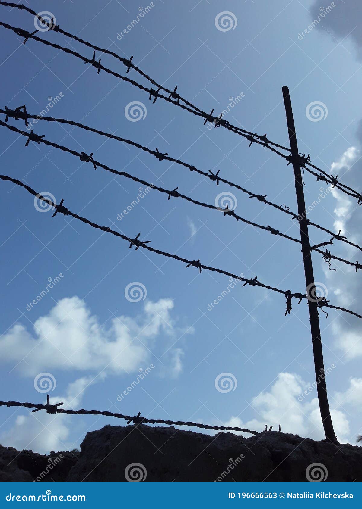 Architecture Wall Fence Barbed Wire Jail Stock Image - Image of tree ...