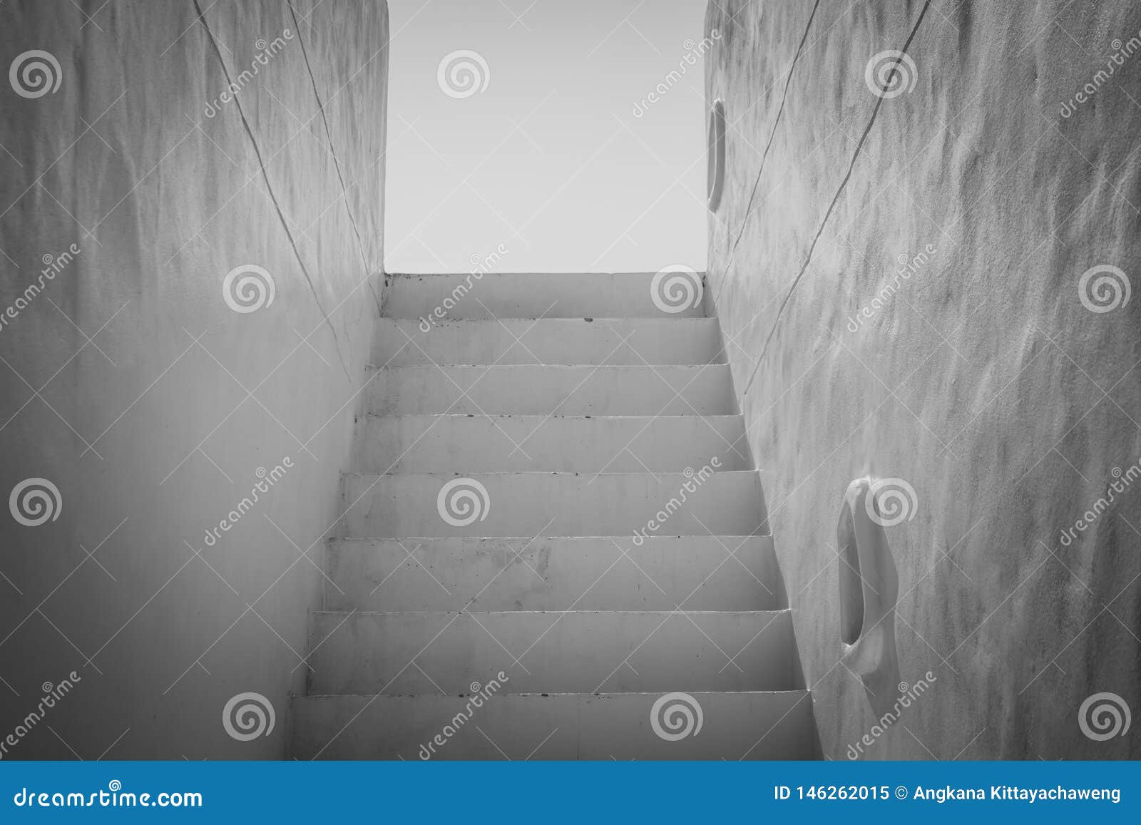Architecture of White Concrete Staircase Flanked with Wall at Outside ...