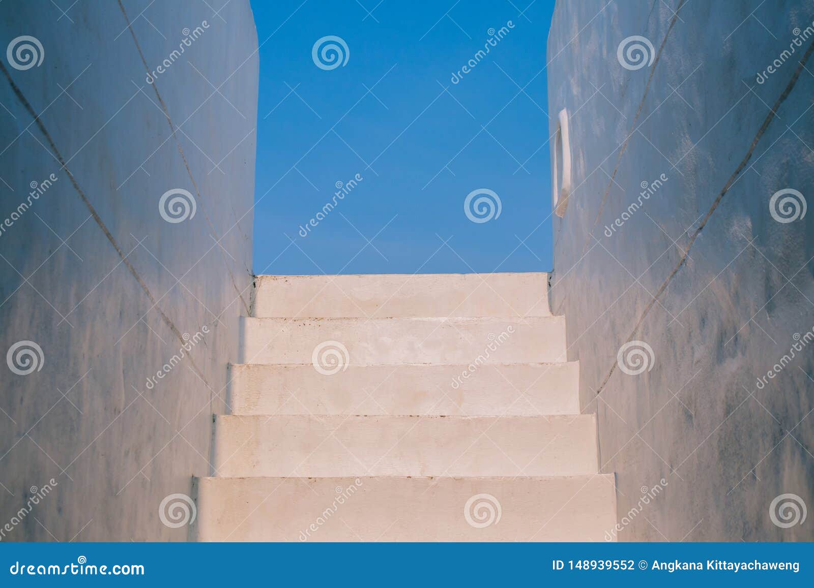 Architecture of White Concrete Staircase Flanked with Wall at Outside ...