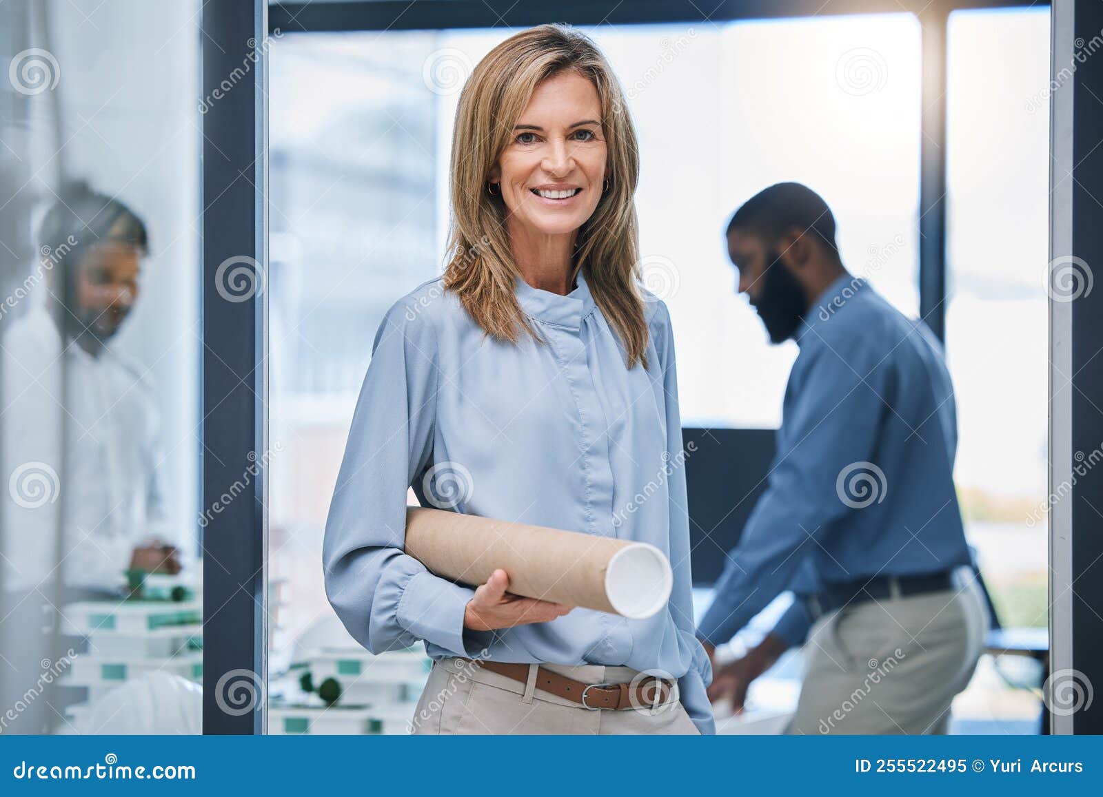 Architecture, Woman and Engineer with Blueprint of Building Floor Plan ...