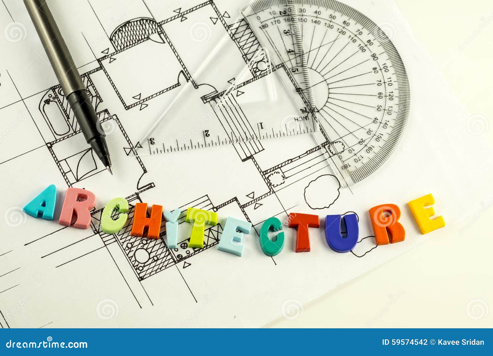 Architecture Word and Pen on Blueprints and Floor Plan, Architecture ...