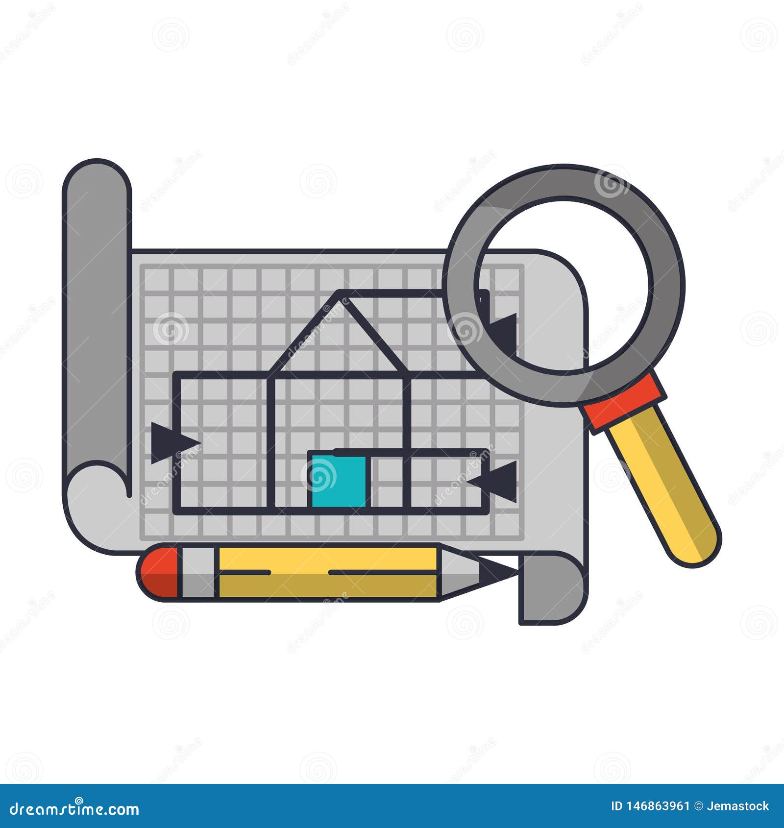 Architecture Work Elements Cartoon Stock Vector - Illustration of ...