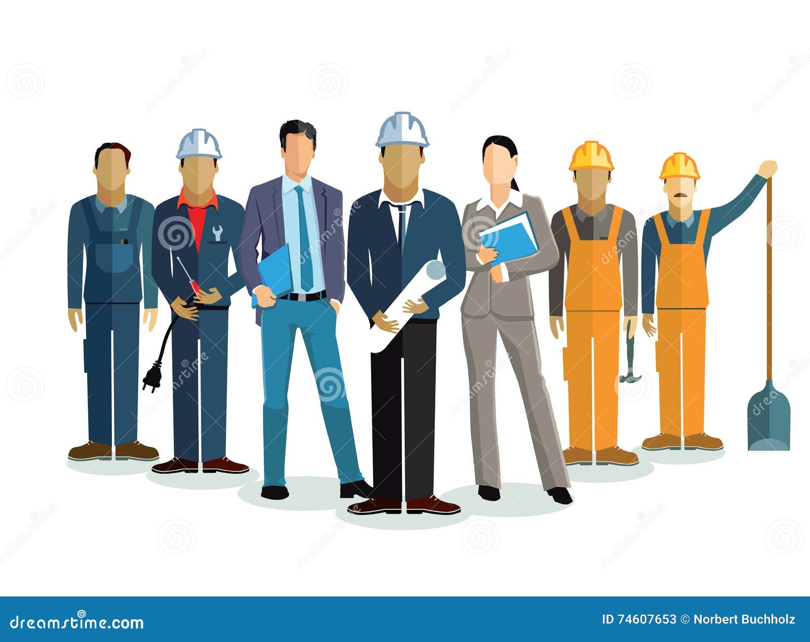 Architectuur en bouwteam vector illustratie. Illustration of project - 74607653