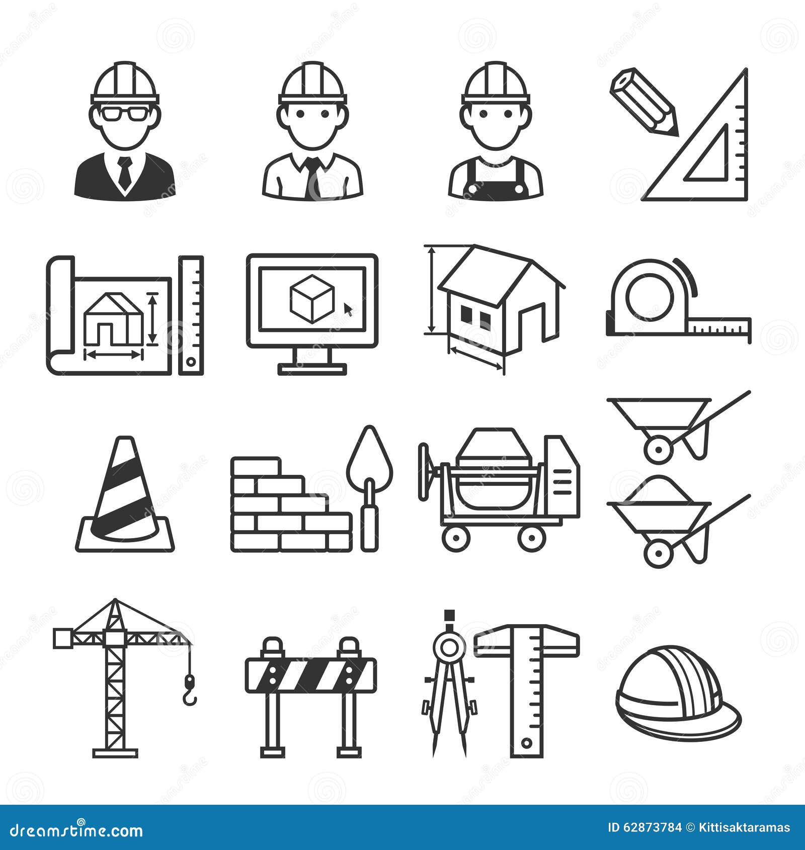 Architectuurbouw De Reeks Van Het De Bouwpictogram Vector Illustratie ...