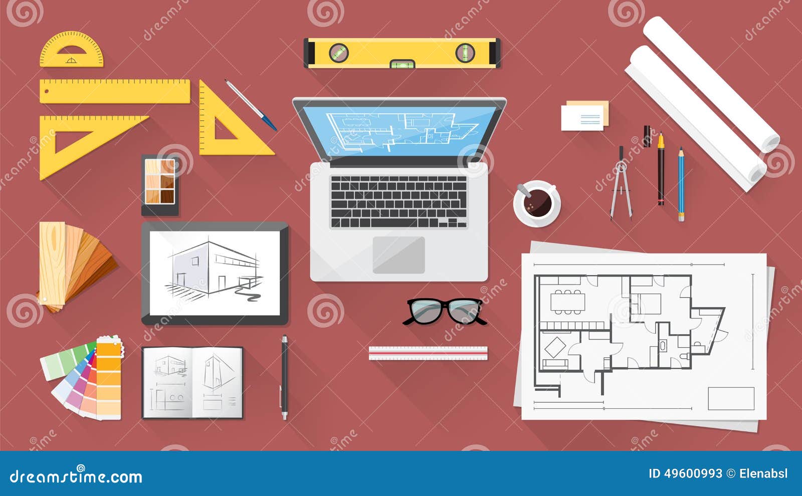 Architekt Desk vektor abbildung. Illustration von architektur - 49600993