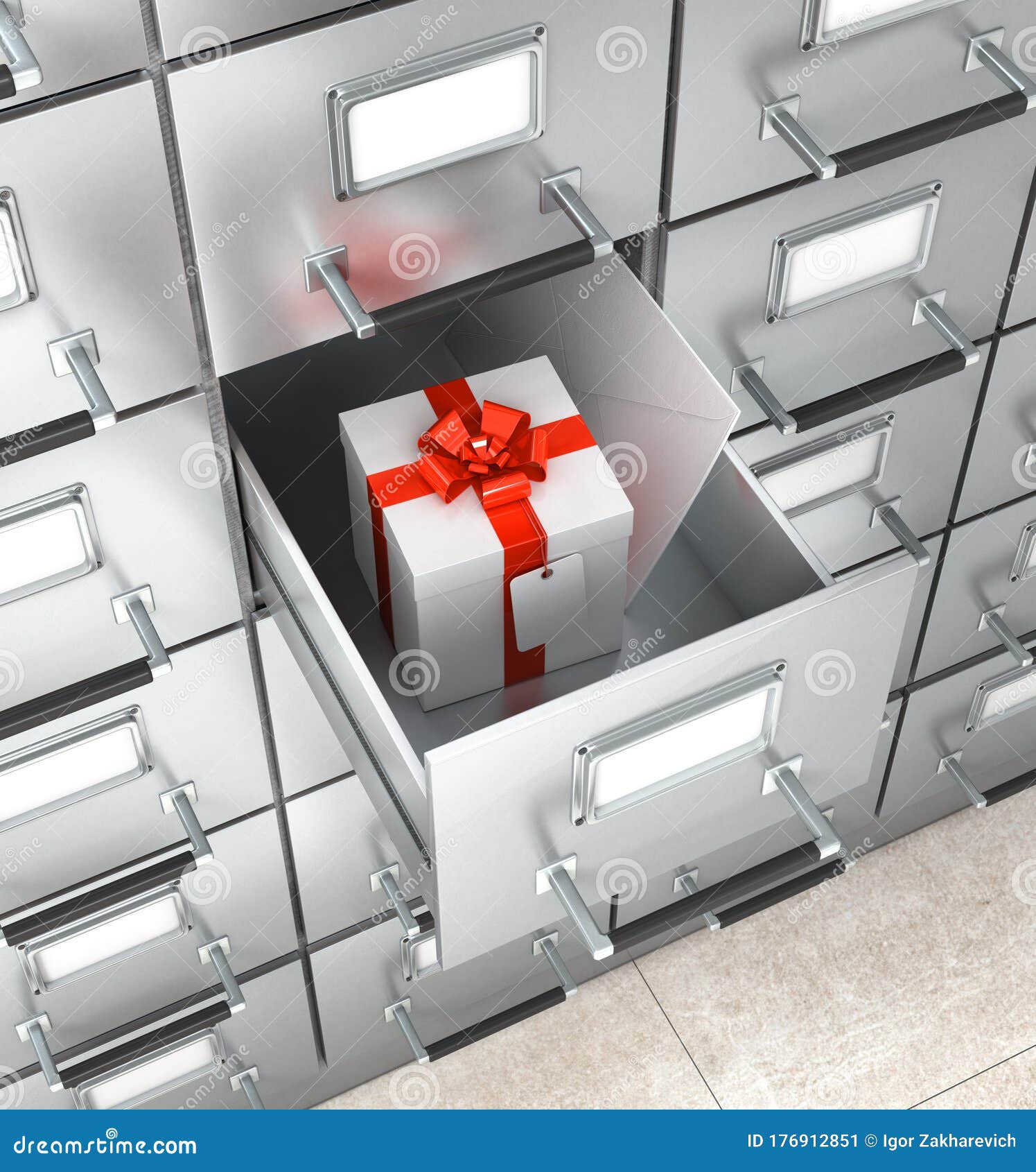 Archival Storage Locker. White Box With A Red Bow Royalty-Free Cartoon ...