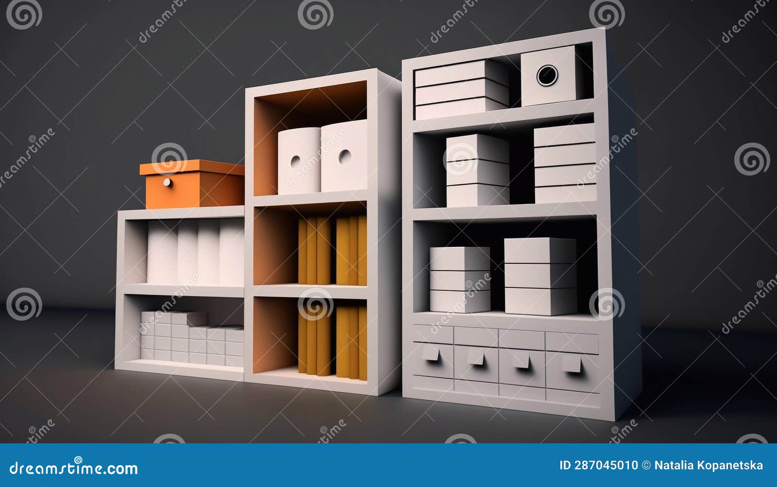 Archive Boxes and Folders of Documents on the Shelf Stock Illustration ...