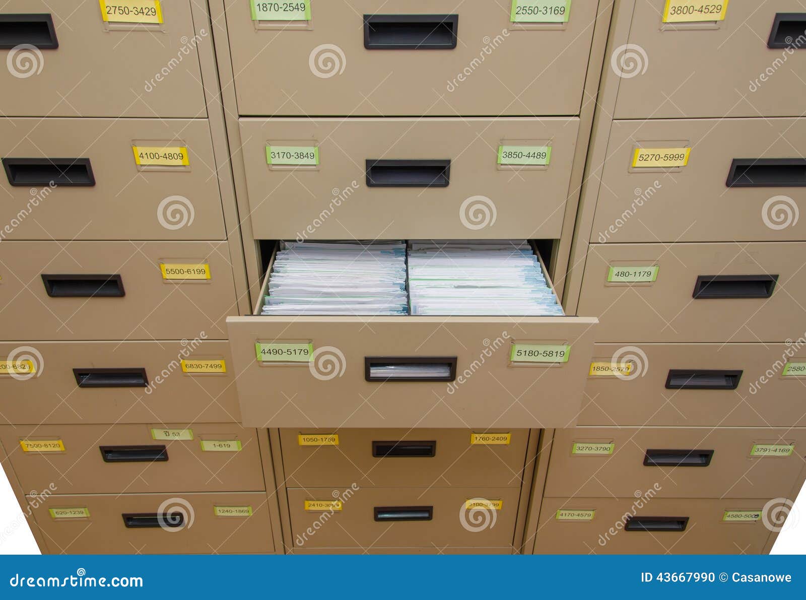 Archive Cabinet with Open Drawer Stock Photo - Image of file, cabinet ...