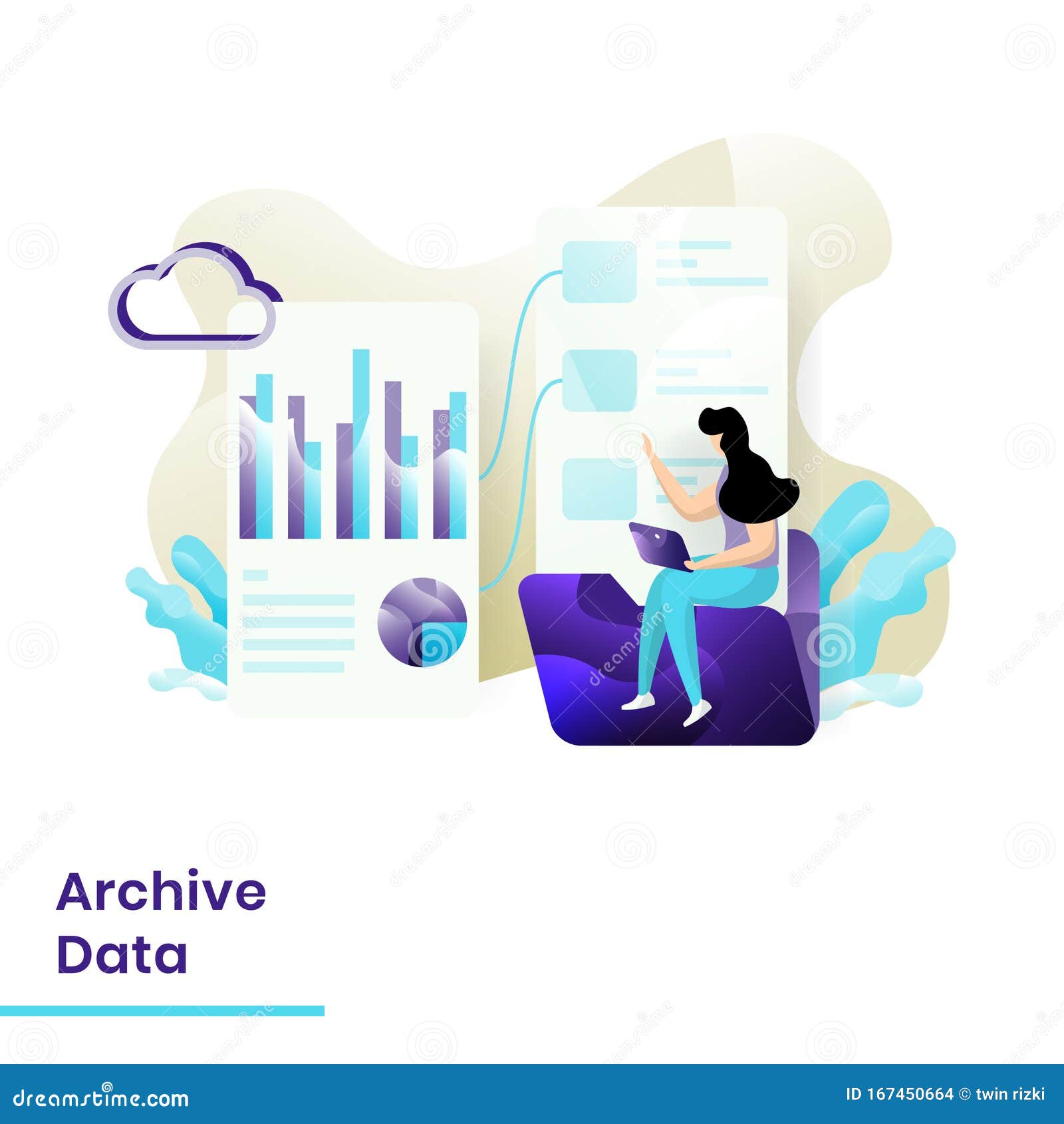 Archive Data Website Template Design. Landing Page Modern Flat Concept ...
