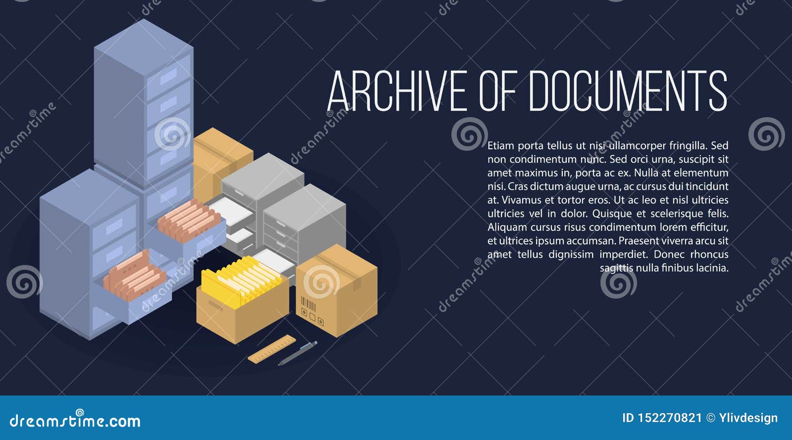 Archive of Documents Concept Banner, Isometric Style Stock Vector ...