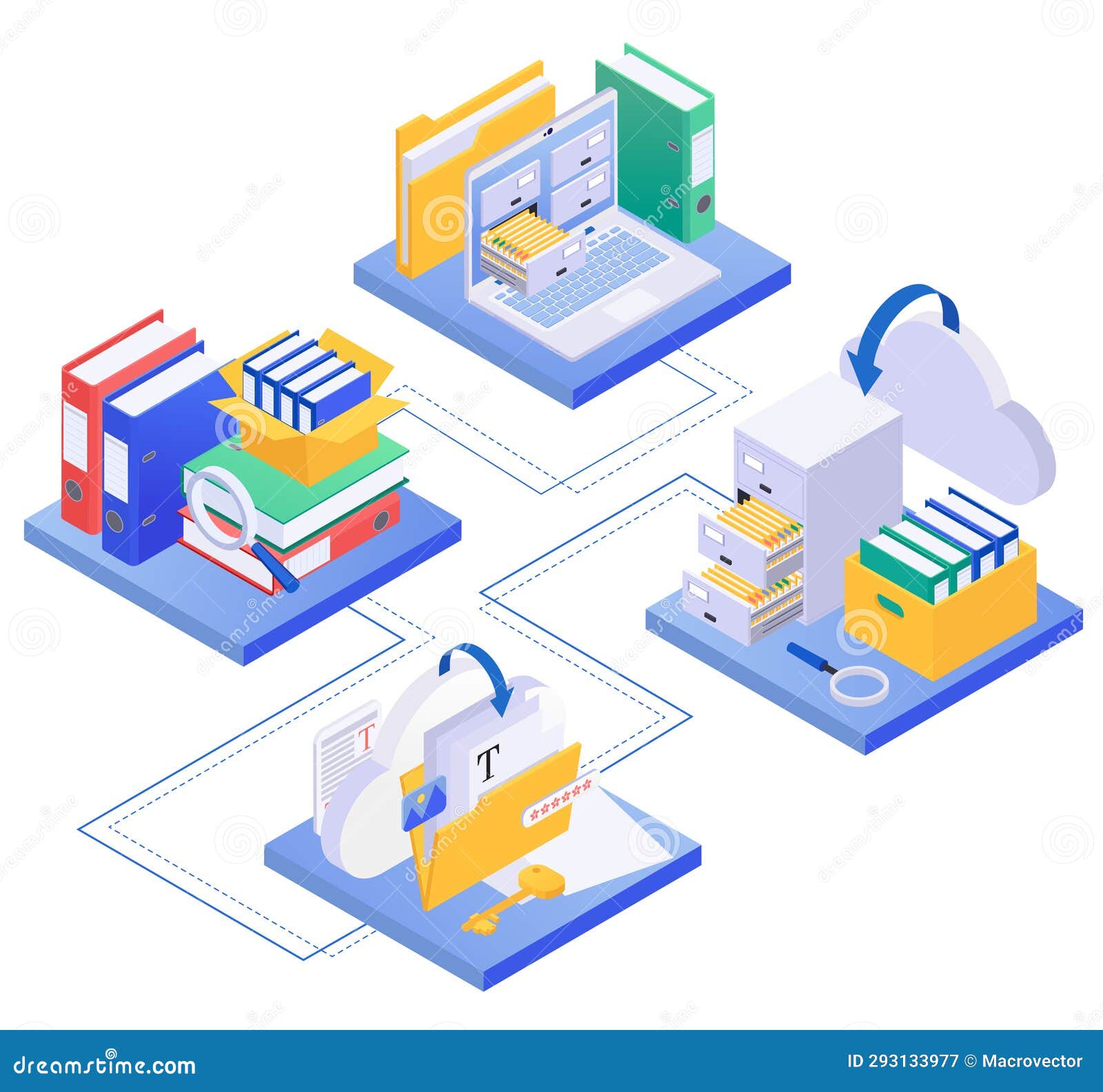 Archive Documents Connection Composition Stock Vector - Illustration of communication, cloud ...