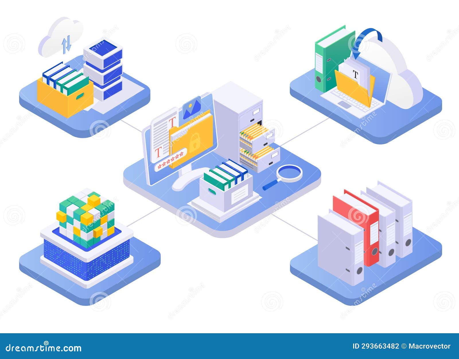 Archive Documents Flowchart Composition Stock Vector - Illustration of ...