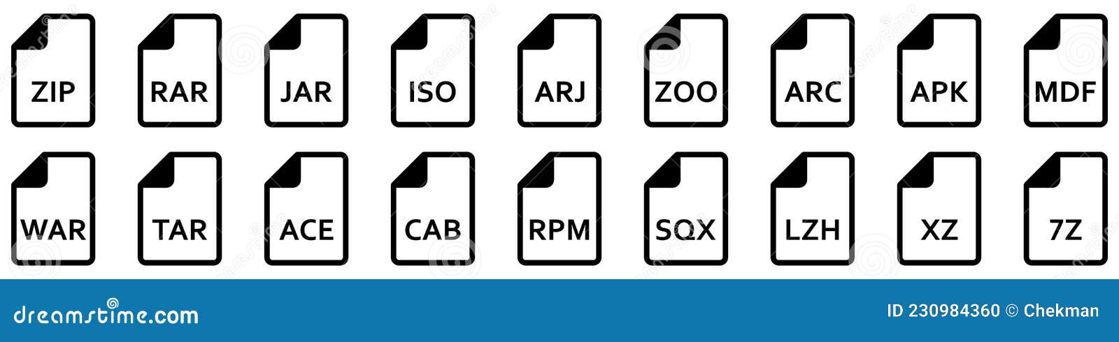 Archive File Icon. Different Formats of Archive Files. Vector Linear ... Archive File Icon. Different Formats of Archive Files. Vector Linear ...