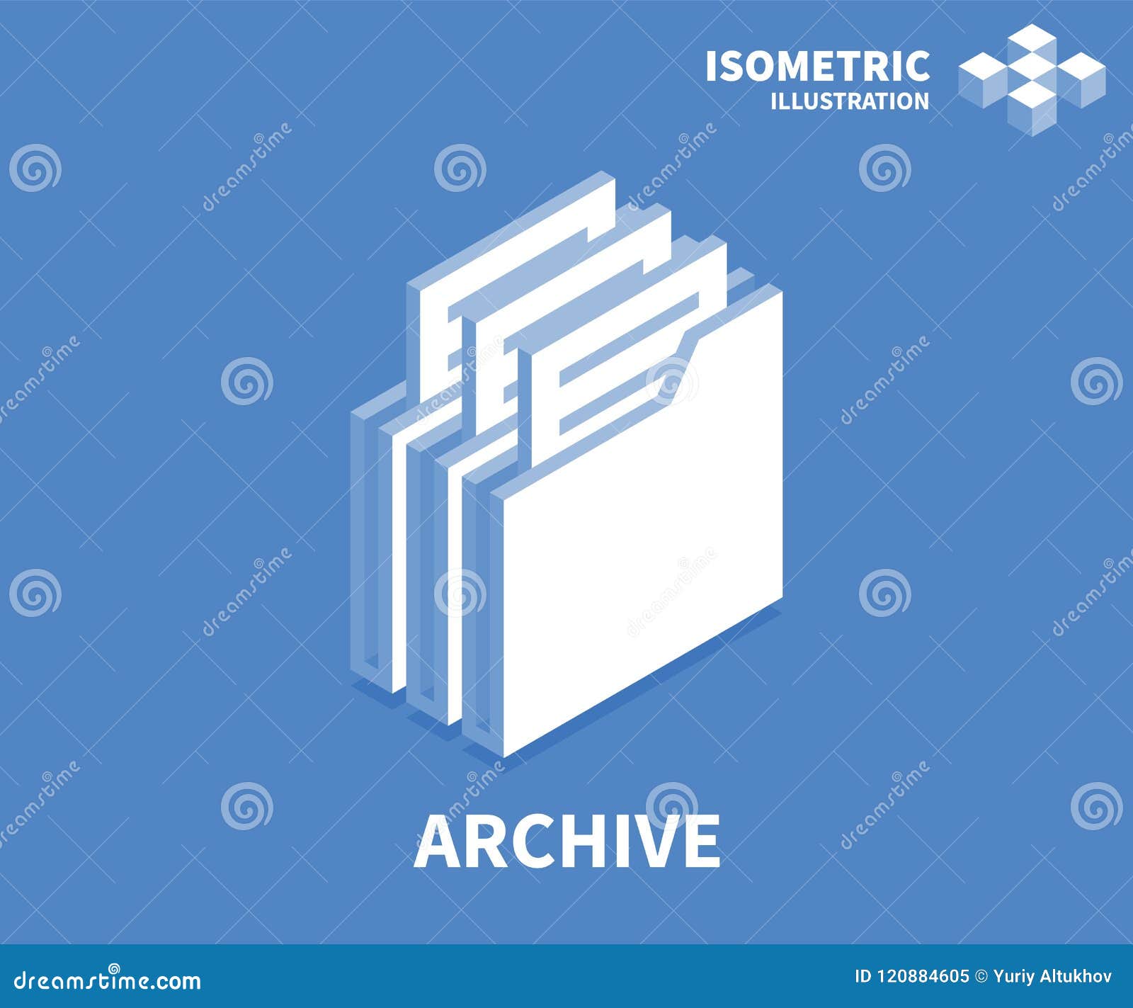 Archive Icon. Isometric Template for Web Design in Flat 3D Style Stock ...