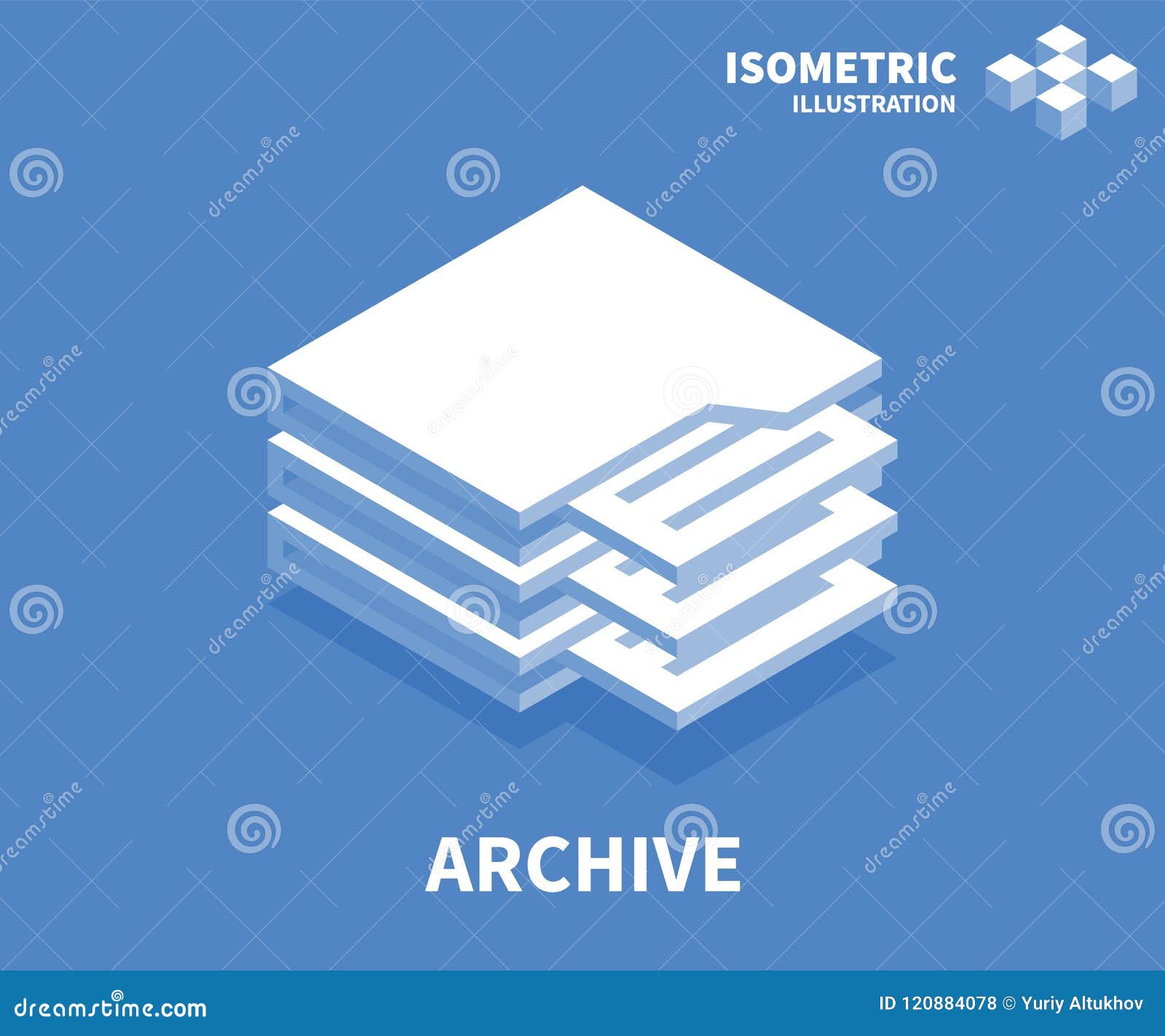 Archive Icon. Isometric Template for Web Design in Flat 3D Style Stock ...