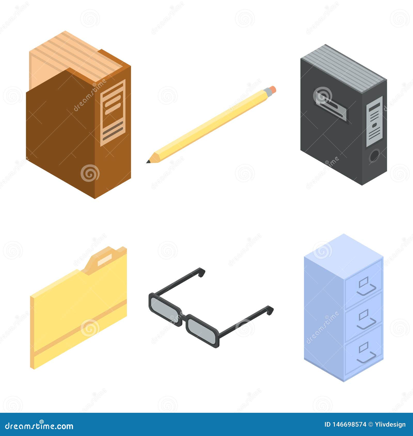 Archive Icons Set, Isometric Style Stock Vector - Illustration of ...