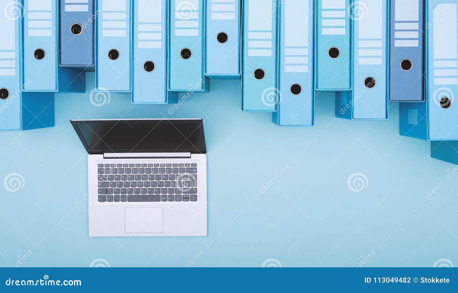 Archive Ring Binders and Laptop Stock Photo - Image of organize ...