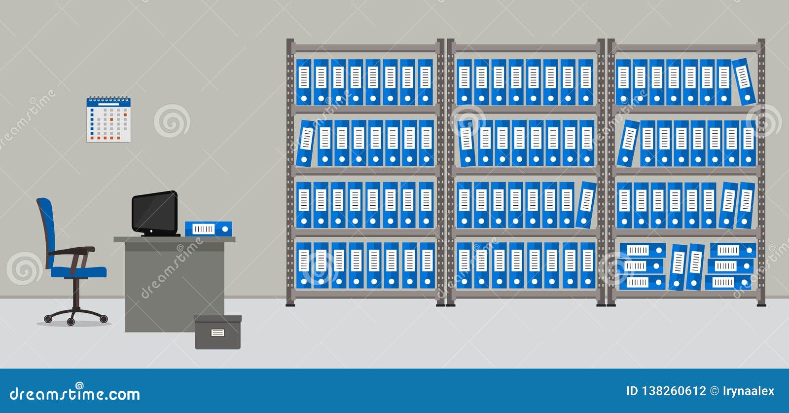 Archive. the Room for Storage of Documents Stock Vector - Illustration ...