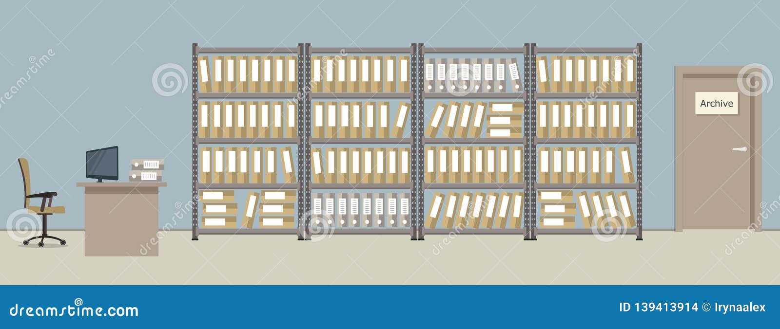 Archive. the Workplace of the Archivist Stock Vector - Illustration of ...