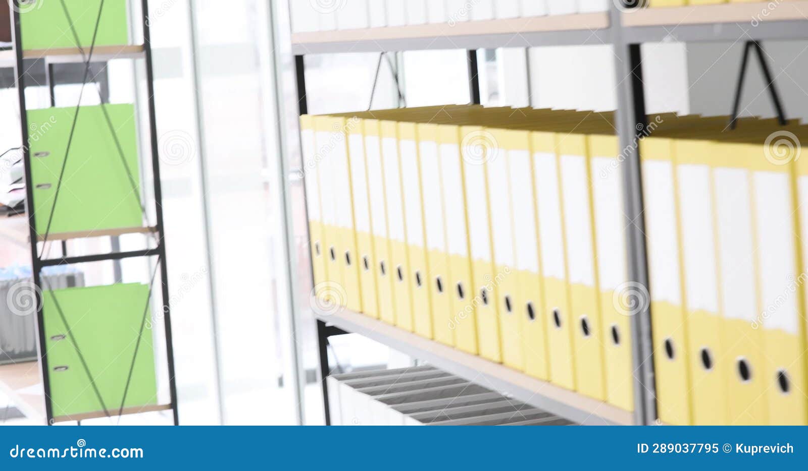 Yellow Folders for Documents on Shelf in Company Office Stock Video ...