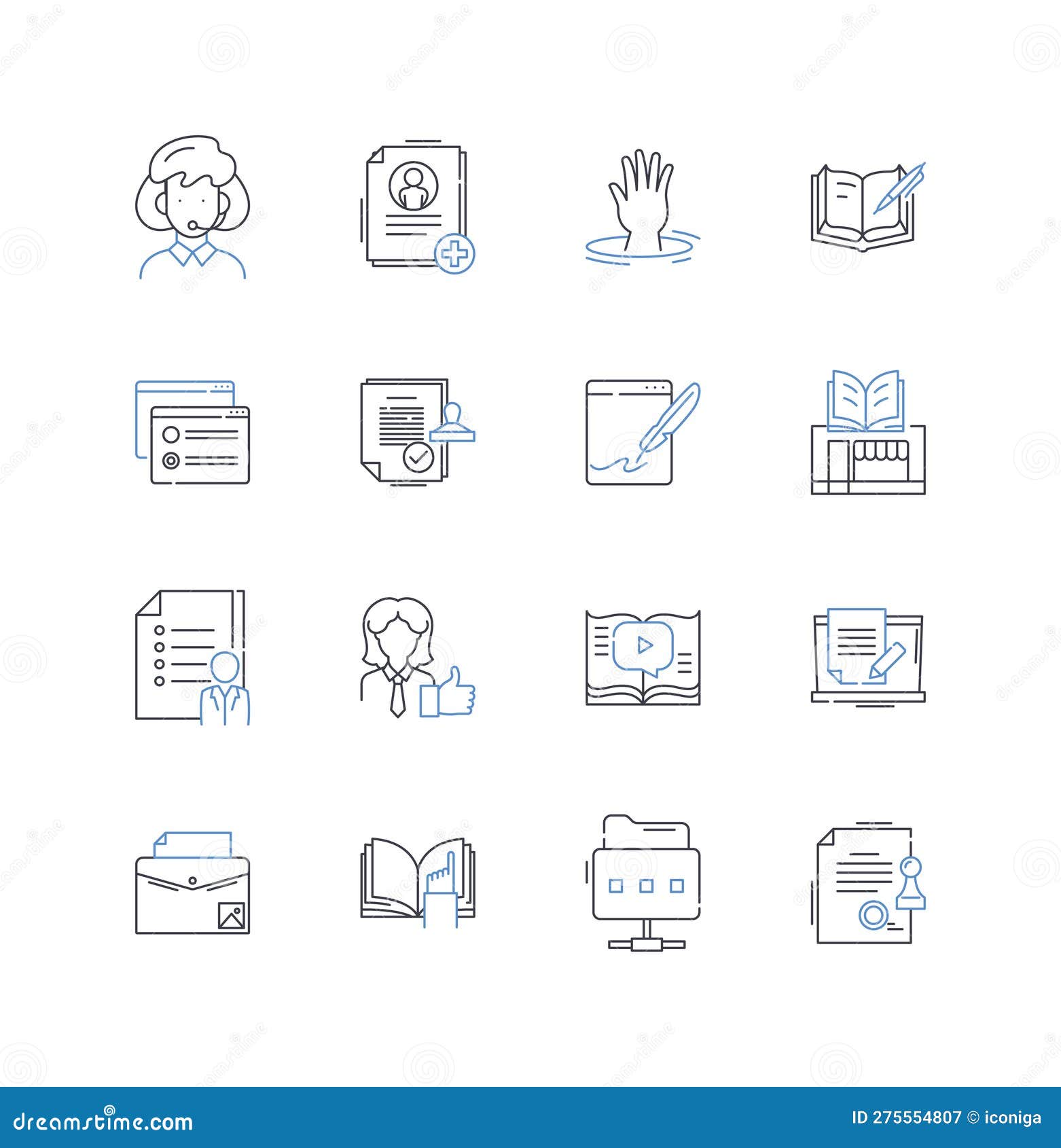 Archives and Technology Line Icons Collection. Digitization ...