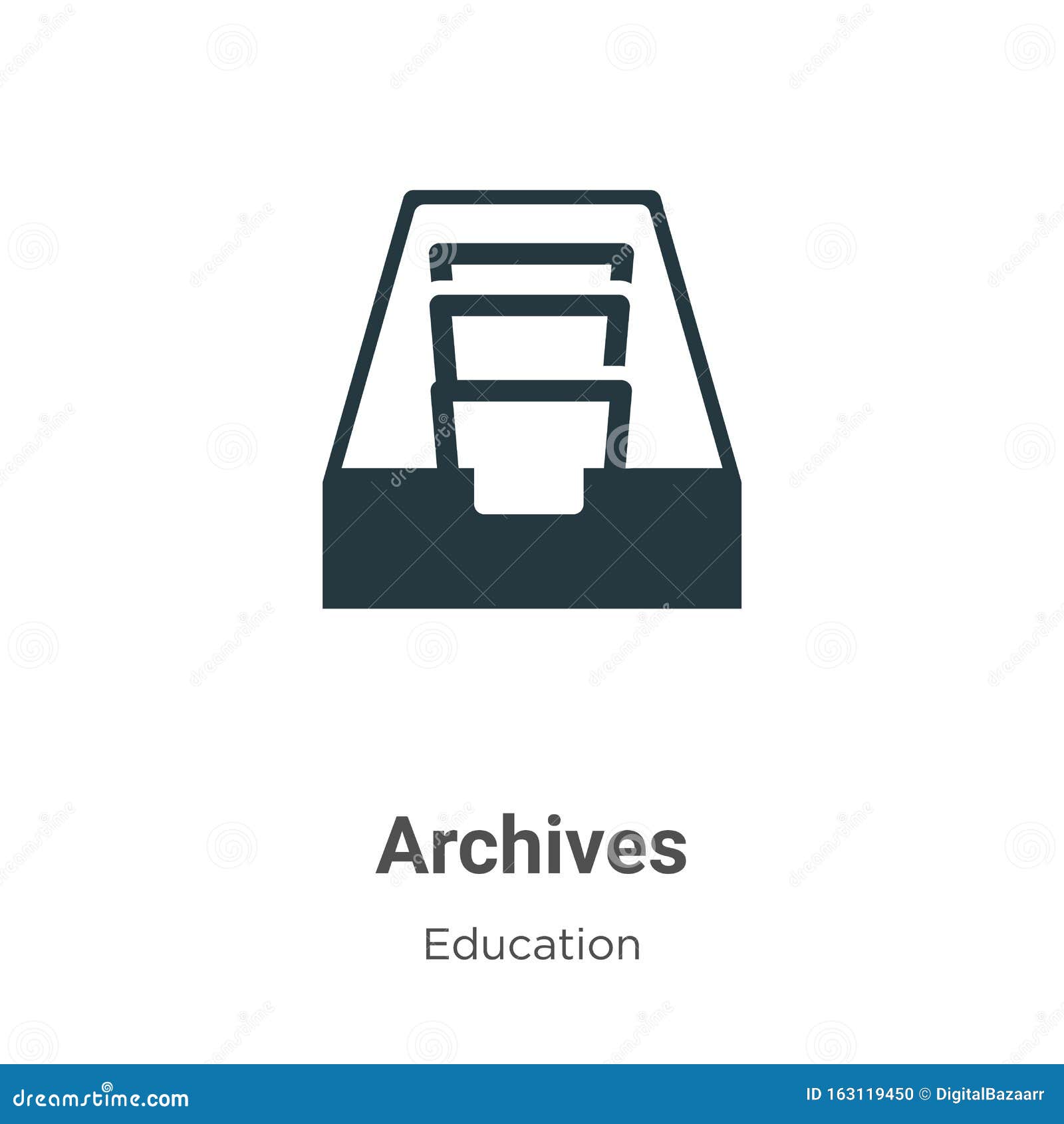 Education Archives Icon, Black Vector Sign With Editable Strokes ...