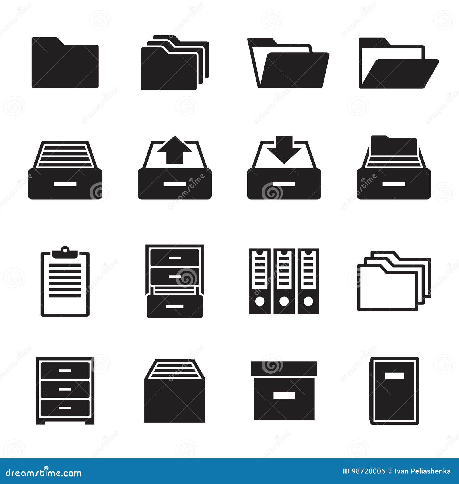 Archivio, Icone Del Documento Messe Illustrazione di Stock ...